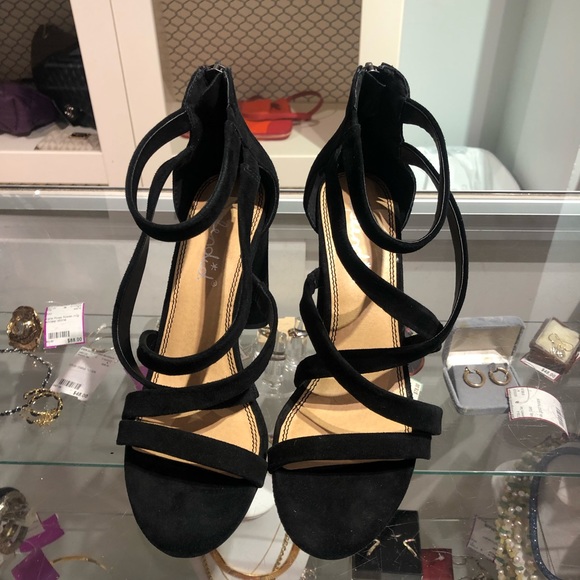 Splendid | Shoes | Splendid Black Suede Zip Back Heels | Poshmark